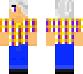 non-binary white/gray haired humanoid w/ aro/ace and non-binary flag colors | Minecraft Skin