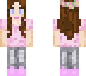 pink flower crown girl | Minecraft Skin