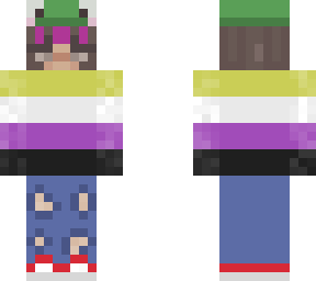 Nonbinary With Frog hat | Minecraft Skin