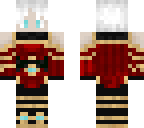 White-haired elf in red/black | Minecraft Skin