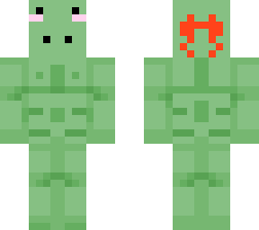 Buff Frog with red bow and cheeks | Minecraft Skin