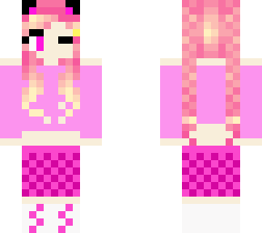 Kawai pink cat girl | Minecraft Skin