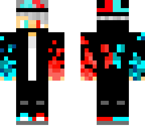 Dark-Wolf Red and Blue Fire | Minecraft Skin