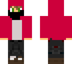 Cool BOy with red hoodie and black mask | Minecraft Skin