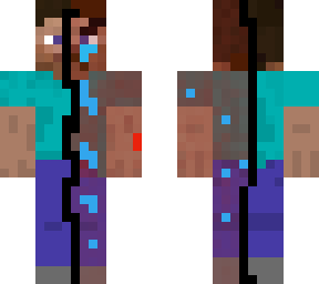 Half Defeated Emo Half Steve | Minecraft Skin