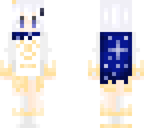 paimon genshin impact yellow white female blue night sky stars black ...