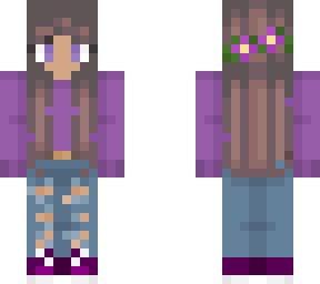 Purple Skin with Flower Crown | Minecraft Skin