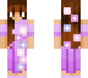 Zara_playz in purple dress w flowers | Minecraft Skin