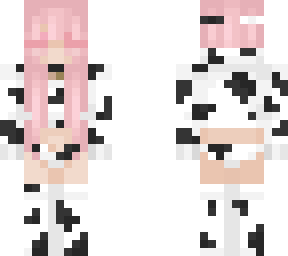 Cow girl skin w/ pink hair | Minecraft Skin