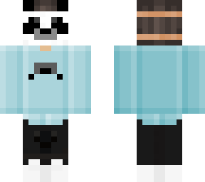 Panda Mask with light blue panda sweater | Minecraft Skin