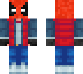 Marty Mcfly con mascara y guantes de Deadpool. | Minecraft Skin