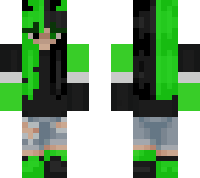 green and black girl | Minecraft Skin