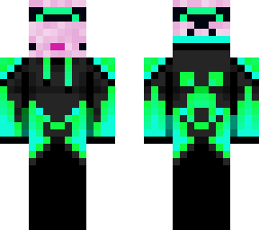Neon Green Gamer Axolotl with Ninja Band | Minecraft Skin