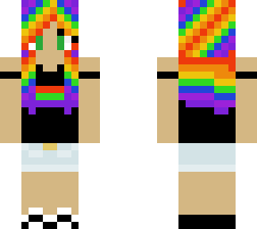Neon Girl With Rainbow Hair | Minecraft Skin
