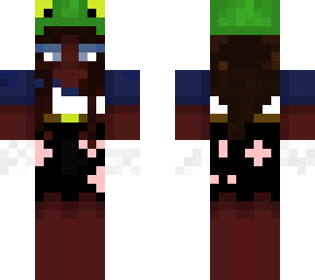 Dark-Skinned Girl w/ Frog Hat | Minecraft Skin