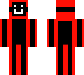 red and black smiley face | Minecraft Skin
