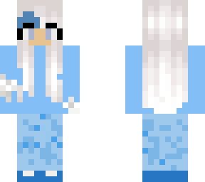 Sky Blue hoodie and jeans white hair blue eyes | Minecraft Skin