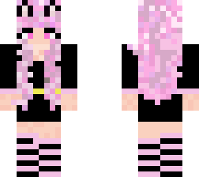 Pink cat girl. Super cute | Minecraft Skin