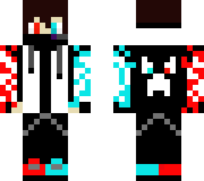 red and blue gamer boy | Minecraft Skin