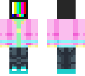 TV Head Pastel Letterman Jacket | Minecraft Skin