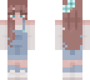 Overalls Girl with Teal Accents | Minecraft Skin