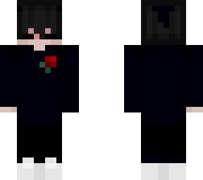 boy skin black sweatshirt red flower | Minecraft Skin