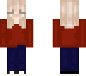 cute blonde aesthetic girl in red sweater and converse | Minecraft Skin