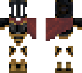Black Knight Armor Gold trim Red Cape | Minecraft Skin