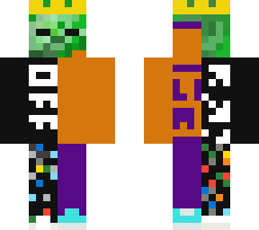 king zombie with orange and purple outfit | Minecraft Skin