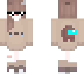 Cute girl with among us at the back | Minecraft Skin