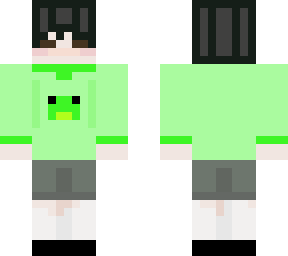 Black-Haired Frog Sweater Boy | Minecraft Skin