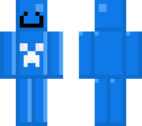 Blue Noob with creeper face on chest | Minecraft Skin