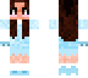 Mixed girl in blue with bangs pinned back | Minecraft Skin