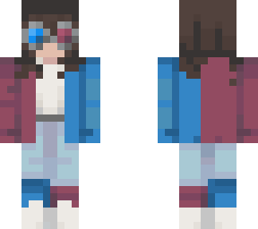 Red and Blue fit with long boy hair | Minecraft Skin