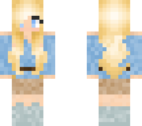 blond girl in sky blue tunic | Minecraft Skin