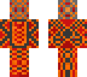 Red and Grey Person with Orange Outline | Minecraft Skin