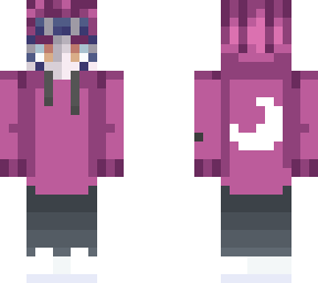 Akaza With A Purple Hoodie with White Moon | Minecraft Skin