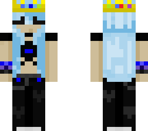 Emo Blue Girl With Technoblades Crown | Minecraft Skin
