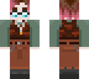 Cottagecore masc w/ glasses, pink hair | Minecraft Skin