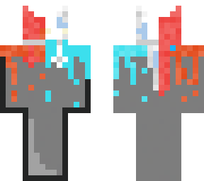 fire and ice Axolotl in a bucket | Minecraft Skin
