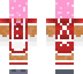 Cube in red maid outfit with gloves | Minecraft Skin