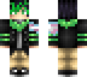 green dude with pride flag | Minecraft Skin