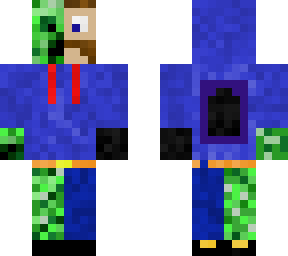 half creeper half man with hoodie and headphones | Minecraft Skin
