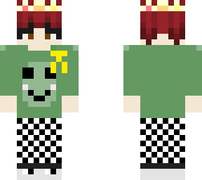 Short red haired human with crown with ribbon | Minecraft Skin