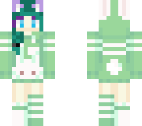 Cutest Green Bunny Hoodie | Minecraft Skin