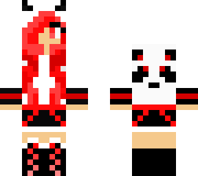 fille panda/demon rouge | Minecraft Skin