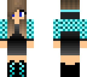 Blue Plaid Simple Chic Gamer Girl | Minecraft Skin
