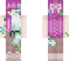 mc pink hair with flowers | Minecraft Skin