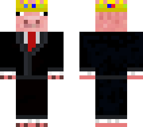 Business Pig with Technoblade crown V2 | Minecraft Skin
