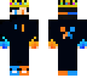 fire and ice boy with crown | Minecraft Skins